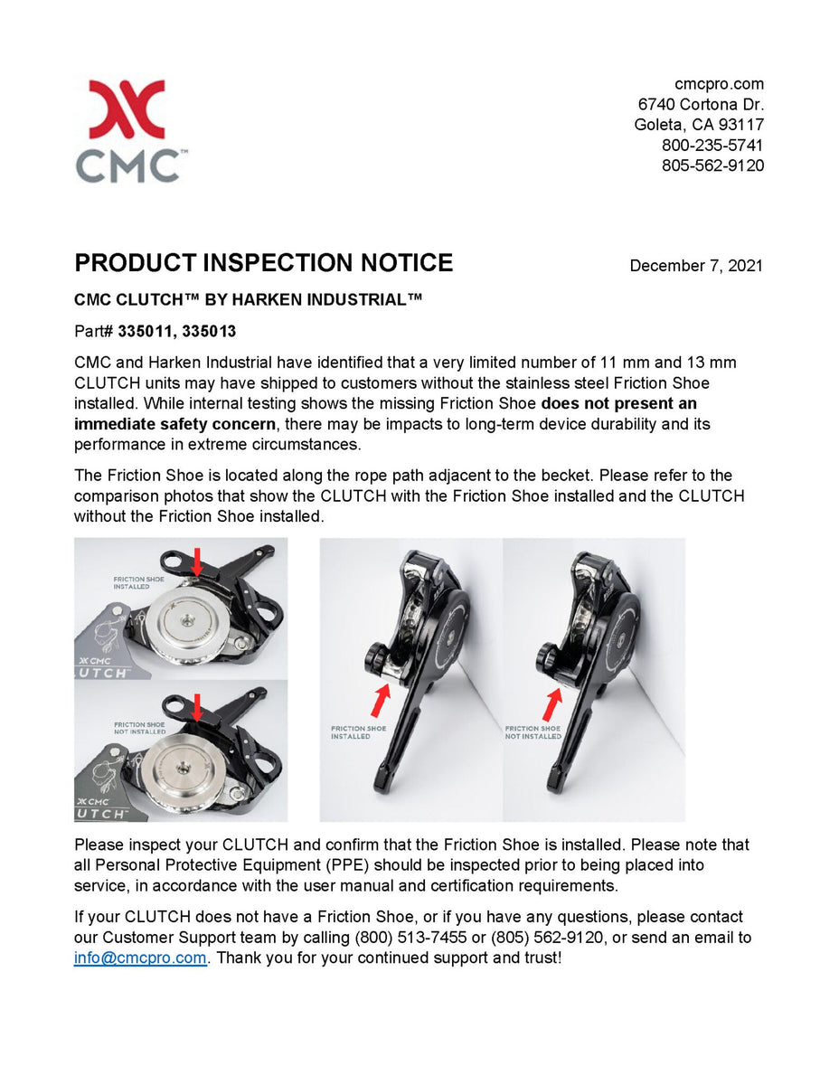 CMC/Hakren Clutch Inspection Notice – R3 SAR GEAR